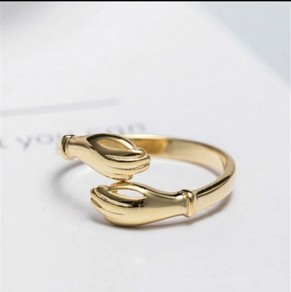 Jewelry | New Gold Hands Open Hug Adjustable Ring | Poshmark